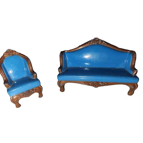 Mattel | Toys | Set Vintage 98 Mattel The Littles Dollhouse Blue Sofa ...